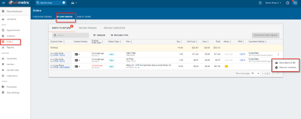 How to Un-Return A Part – Tekmetric