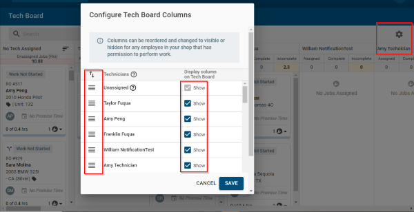 Tech Board Navigation – Tekmetric