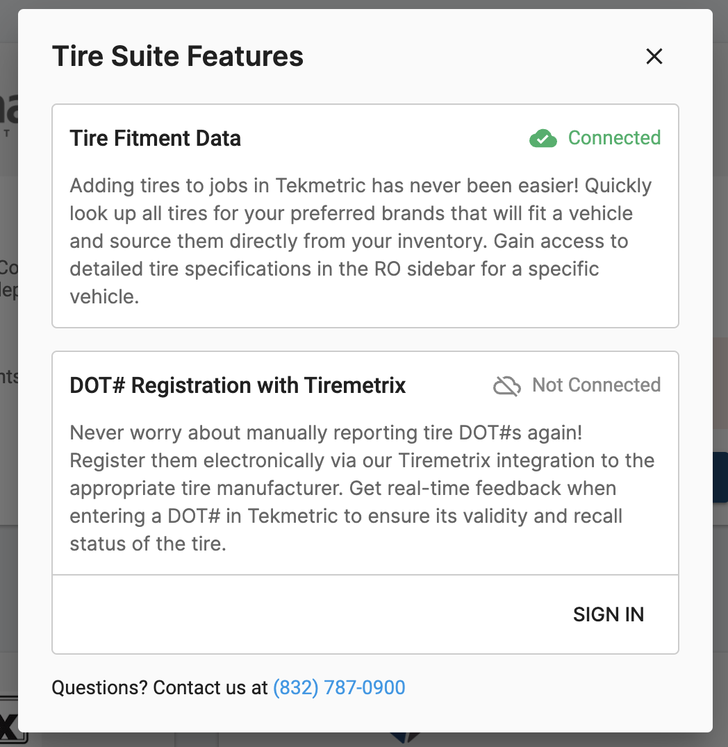 Tiremetrix Integration (Tire Registration Plus) – Tekmetric