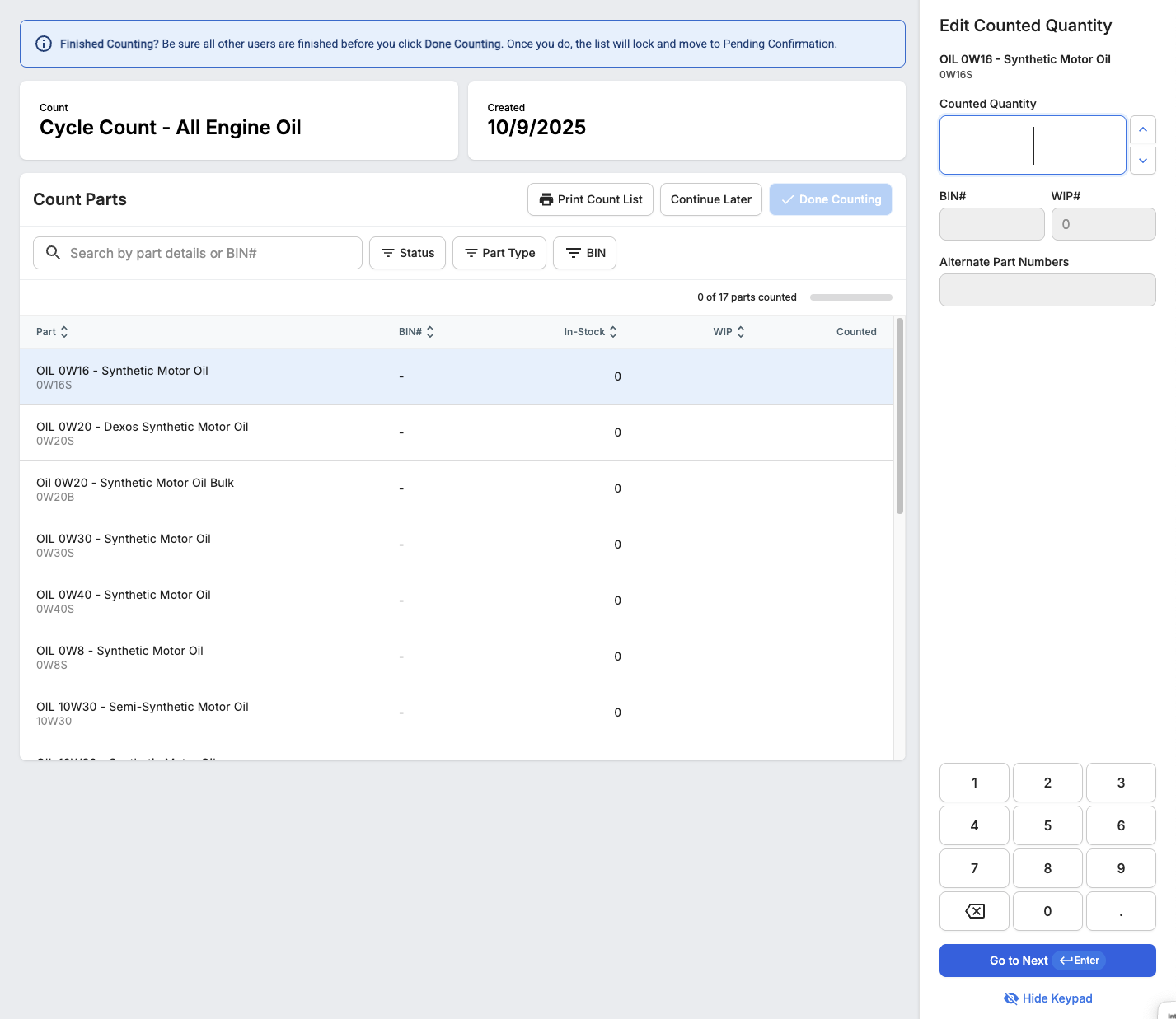 Inventory Counting – Tekmetric