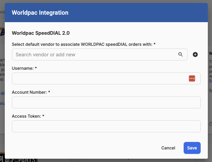 Worldpac speedDIAL 2.0 Set Up – Tekmetric