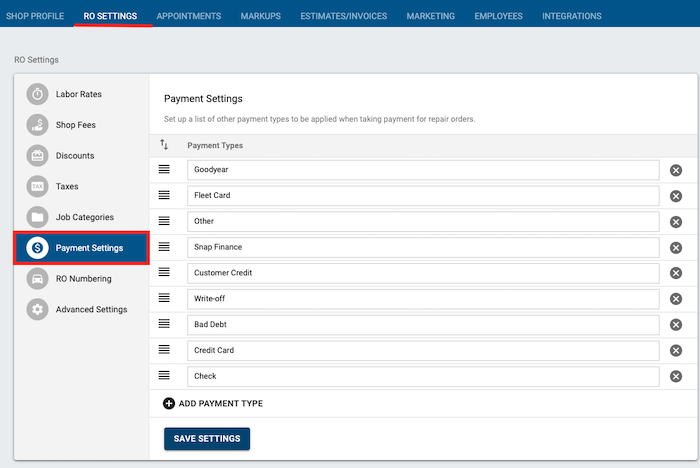 Custom Payment Methods Setup – Tekmetric