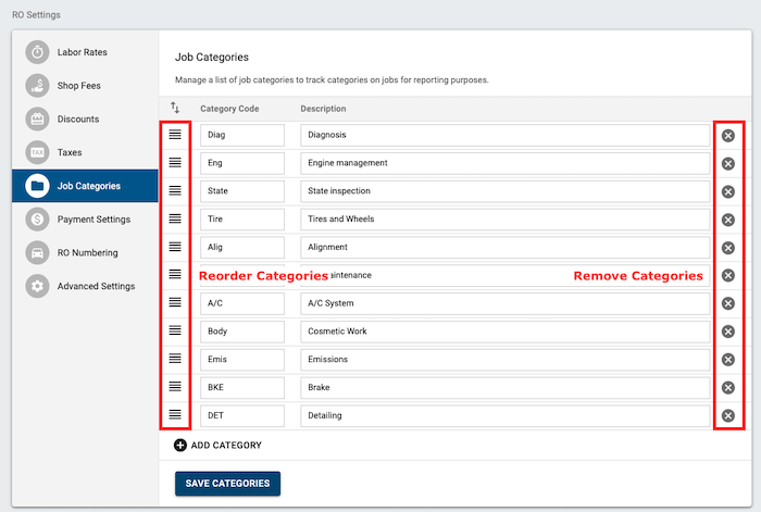 Job Categories Setup – Tekmetric