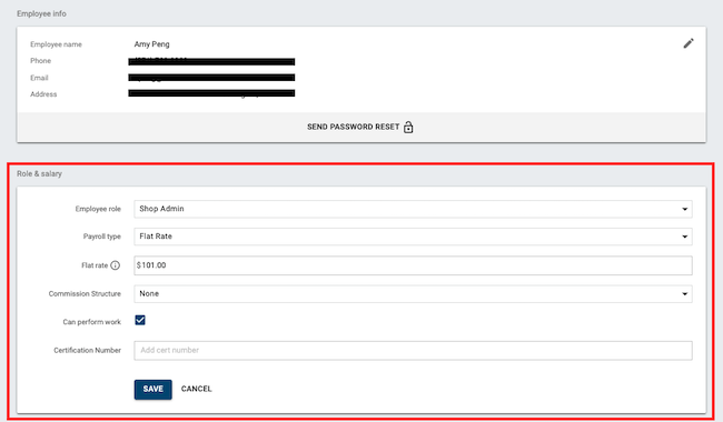 Edit Existing Employee Information – Tekmetric